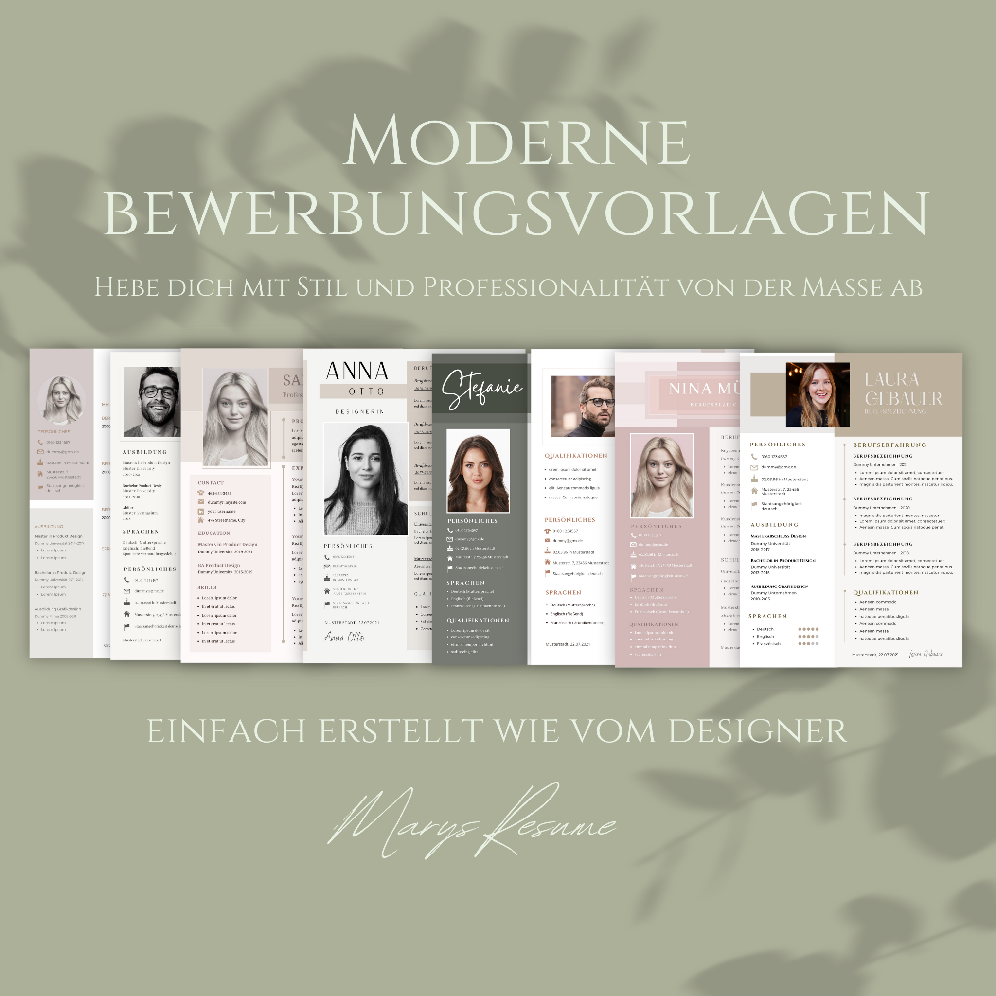 Moderne und Professional Designer Vorlagen für Lebenslauf – Marysresume